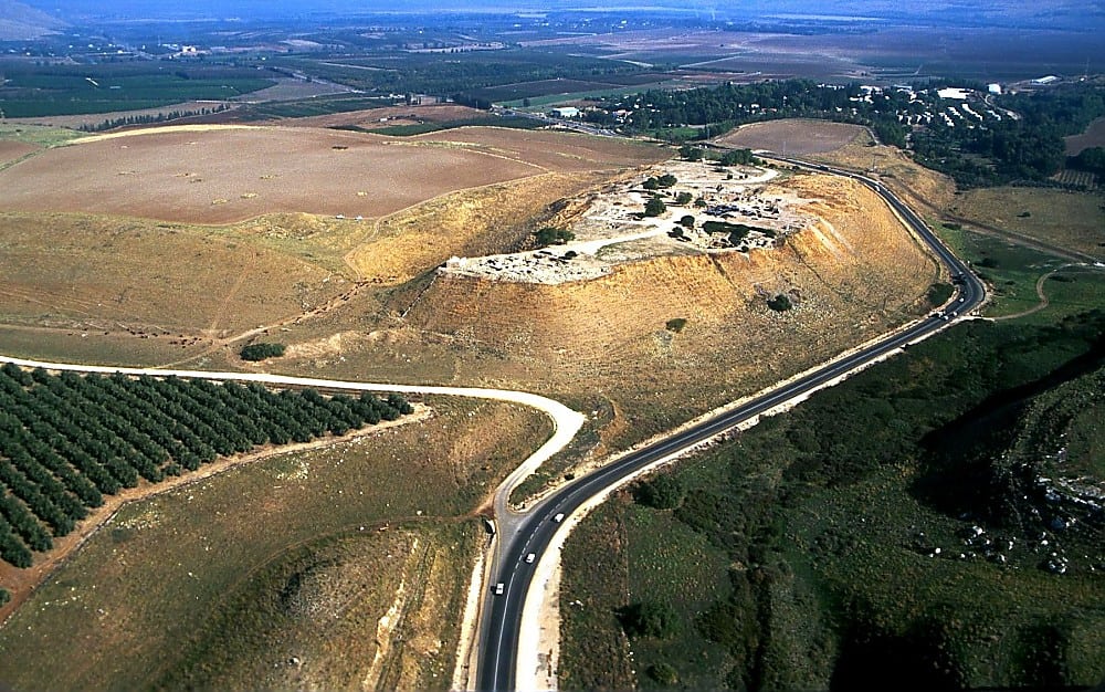 Hazor upper city aerial from west, 112-22tb | Discover the Book Ministries